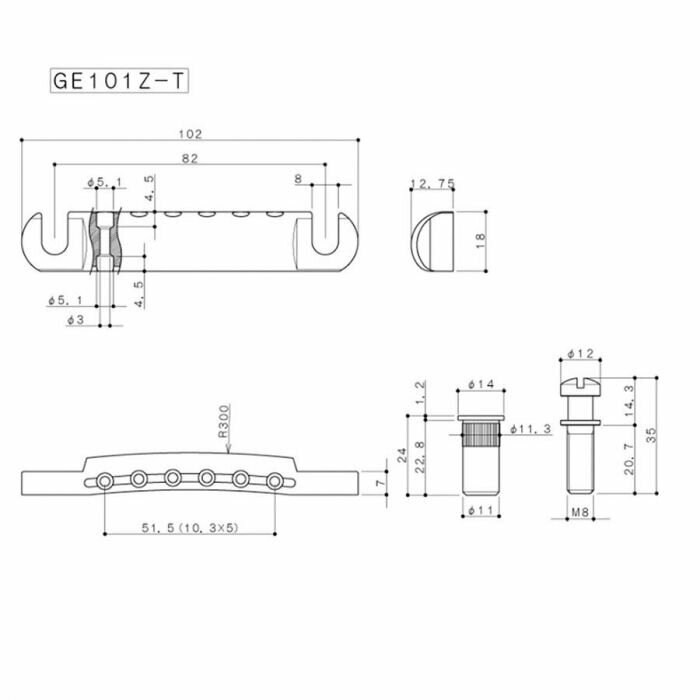 Струнодержатель GOTOH GE101Z-T-B, black — фото 1