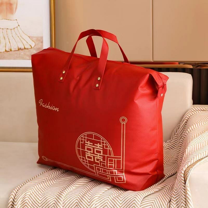 Сумка для хранения одеял на свадьбу, свадебный сундук, красное зимнее одеяло, большая вместимость, складная, водонепроницаемая