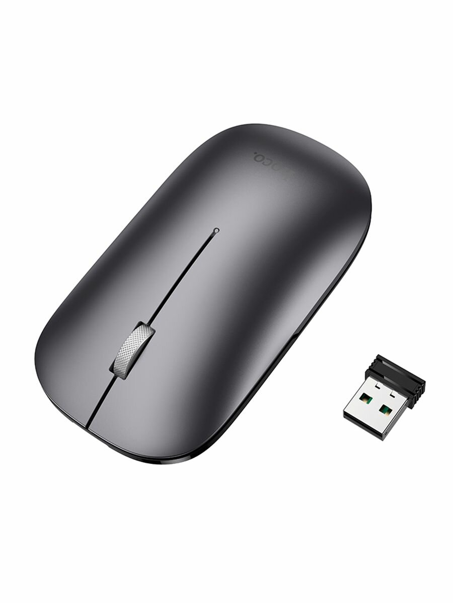 Мышь Hoco GM43, беспроводная USB+Bluetooth, с аккумулятором, цвет черный / мышка портативная