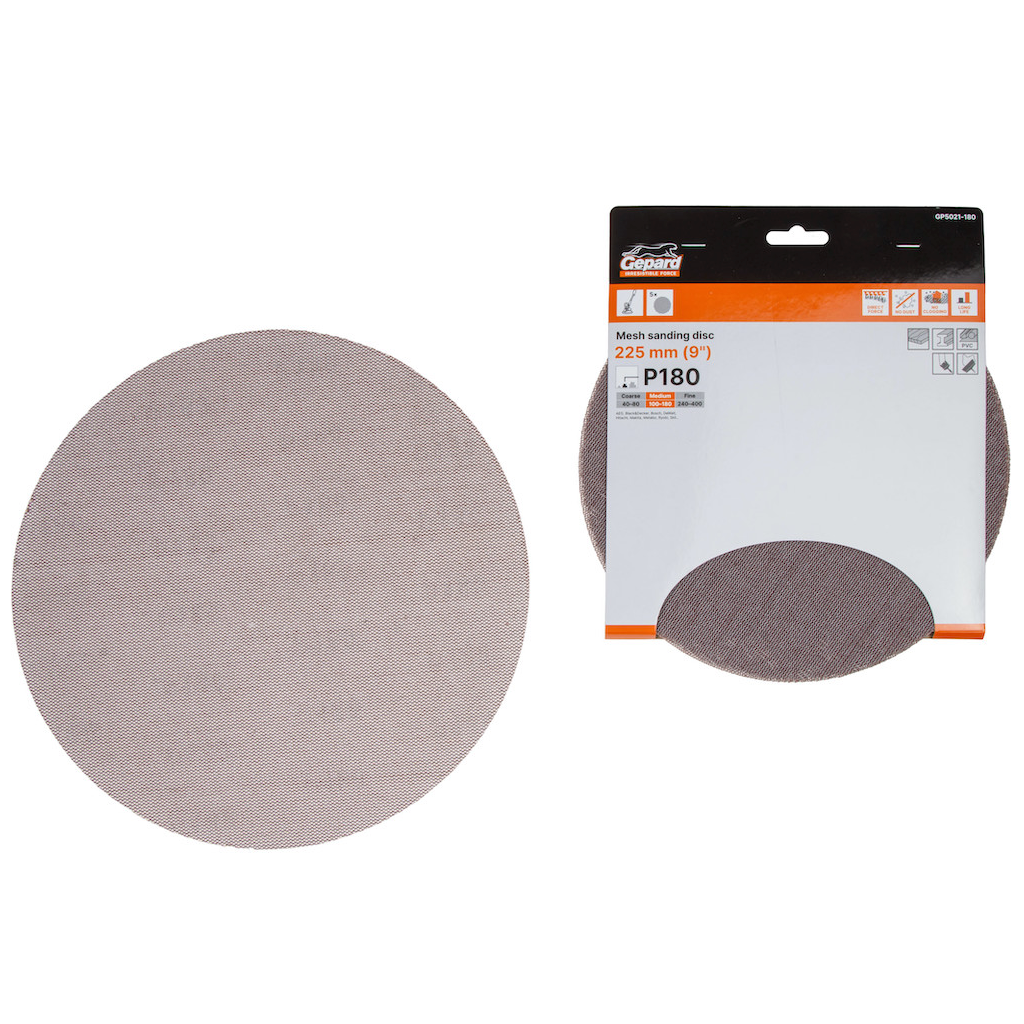 Шлифовальный круг самосцепляющийся на сетчатой основе 225 мм Р180 GEPARD 5 штук (GP5021-180)