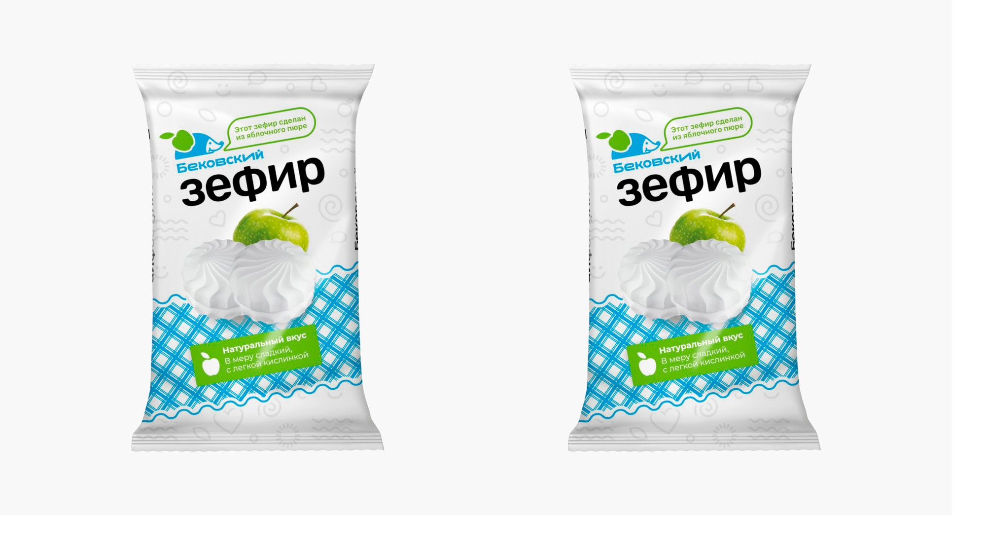 Зефир Бековский натуральный простой белый из яблочного пюре ванильный. ГОСТ 6441, 2шт по 250г