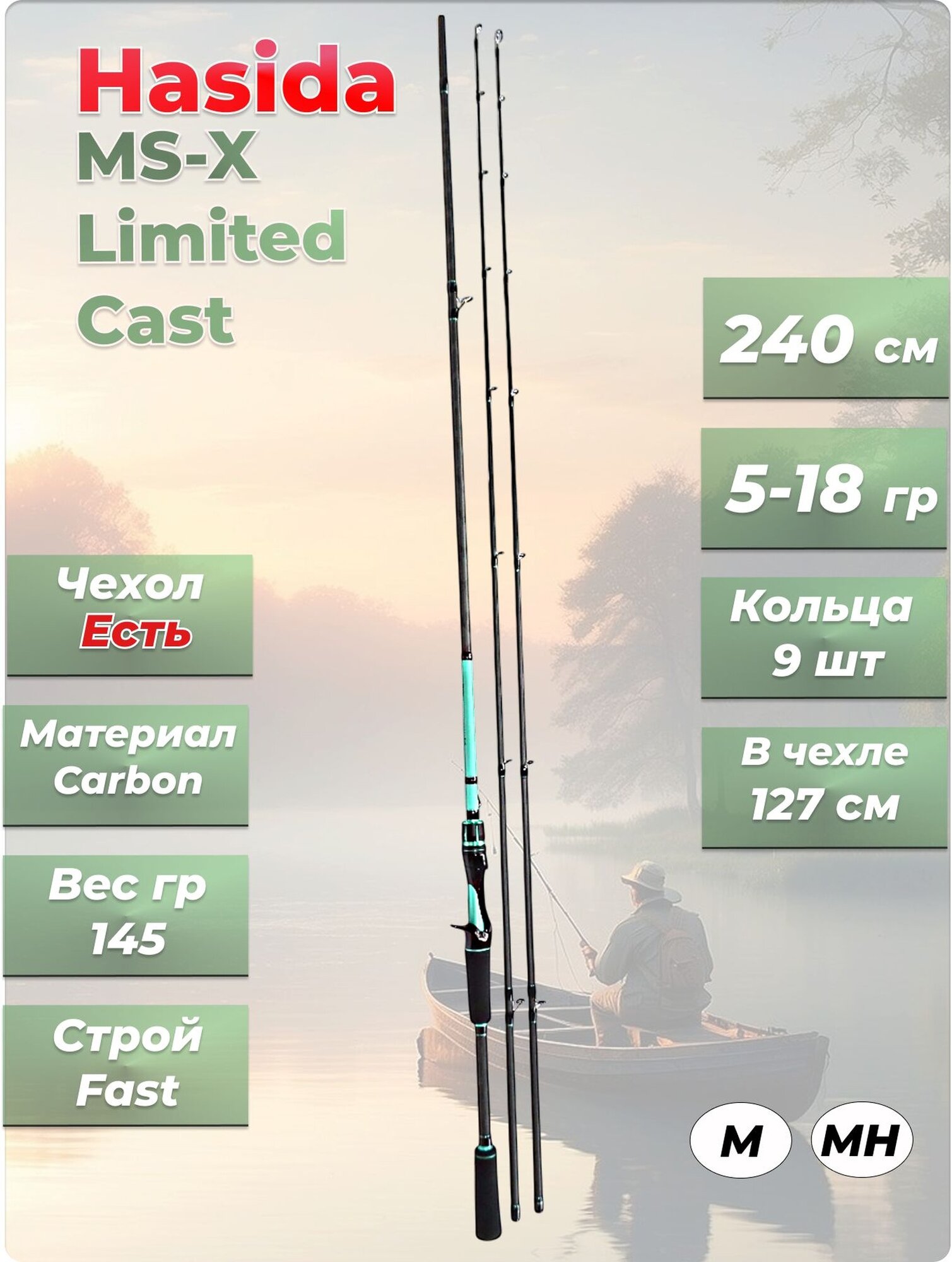 Спиннинг Histar Hasida MS-X Limited, кастинговый, 240см, 145г