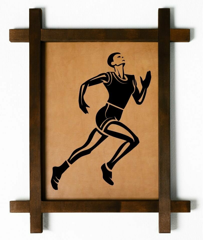 Картина интерьерная из кожи "Бегун", BoomGift