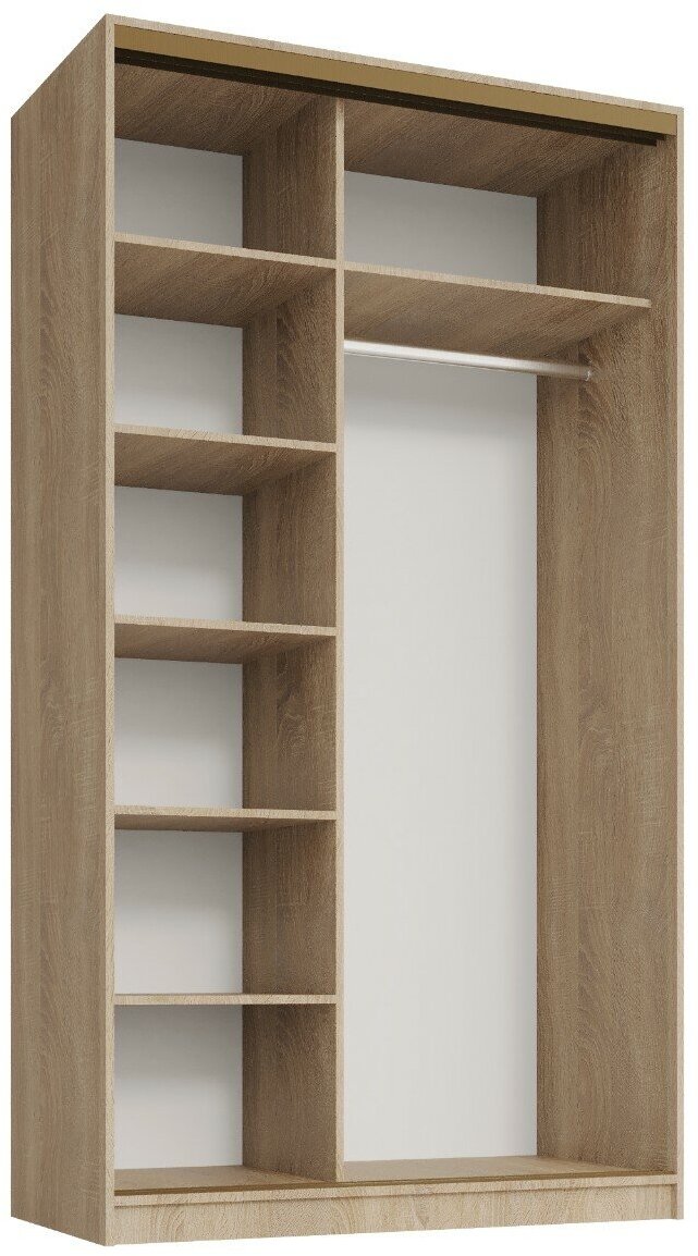 Шкаф купе, для одежды Верона 2, МФ-Купе, 120х60х240, белье/платье, с зеркалом, дуб сонома