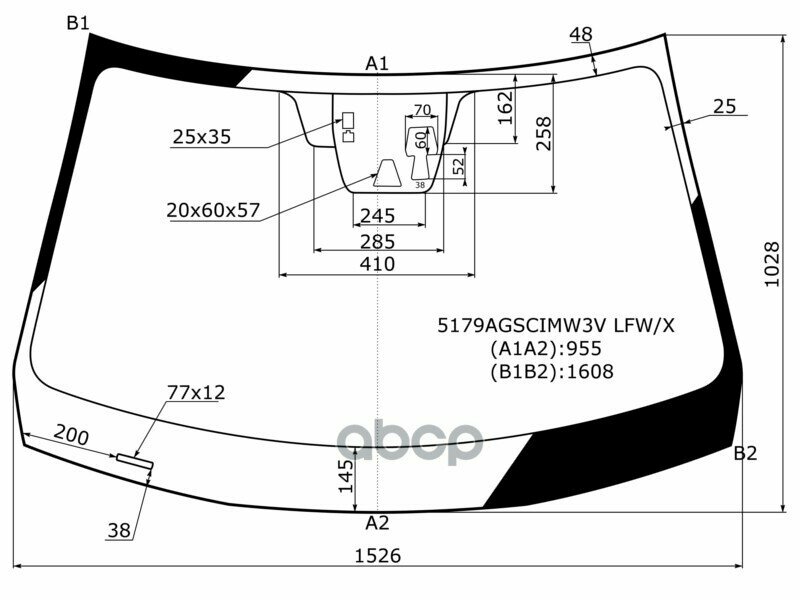 Стекло лобовое (Три камеры/ Датчик дождя) Mazda CX-5 11-17 XYG арт. 5179AGSCIMW3V LFW/X