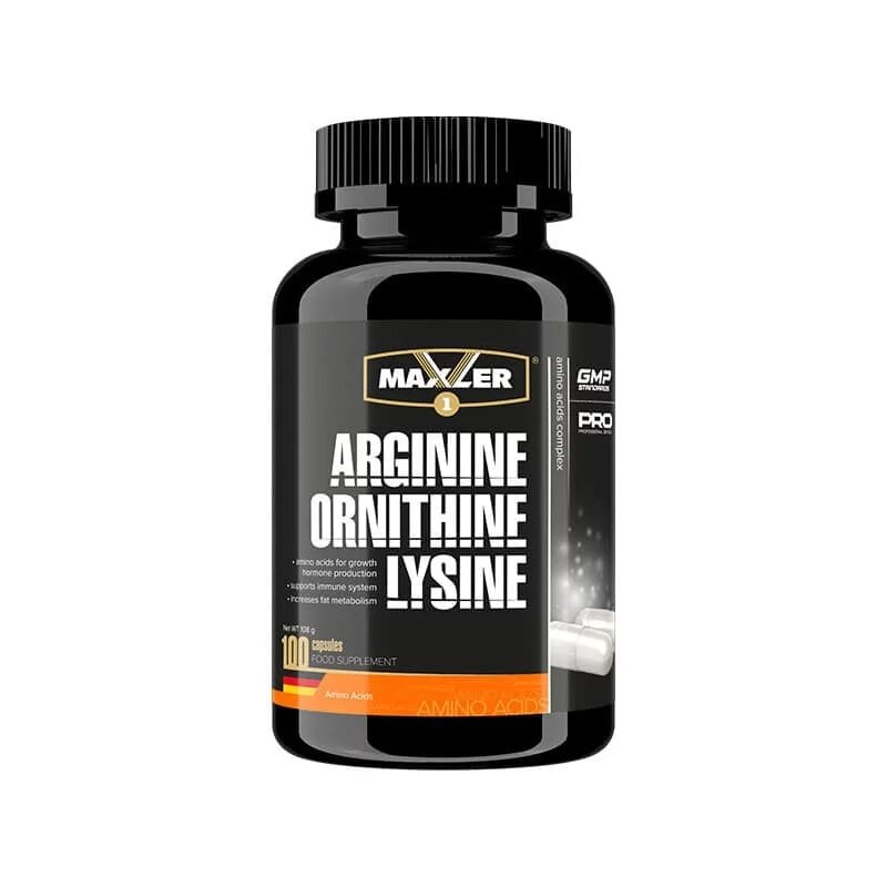 Аминокислота Maxler Arginine Ornithine Lysine, нейтральный, 100 капсул