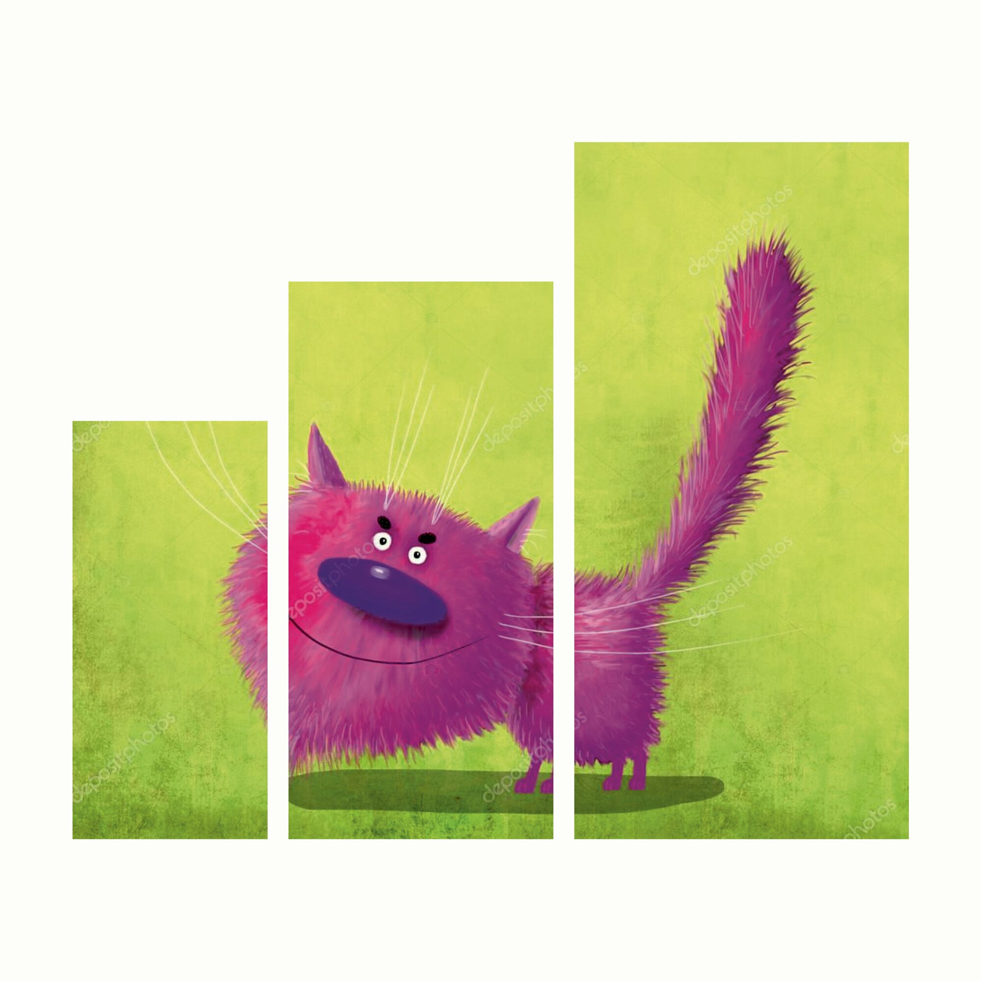 Модульная картина "Розовый кот" (Размер: 66х60см (14х30,18х40,28х60))