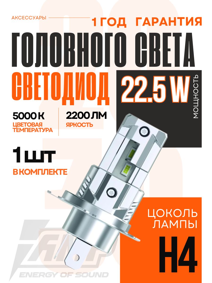 Светодиодная автомобильная лампа AMP/Criolight PRO CSP H4