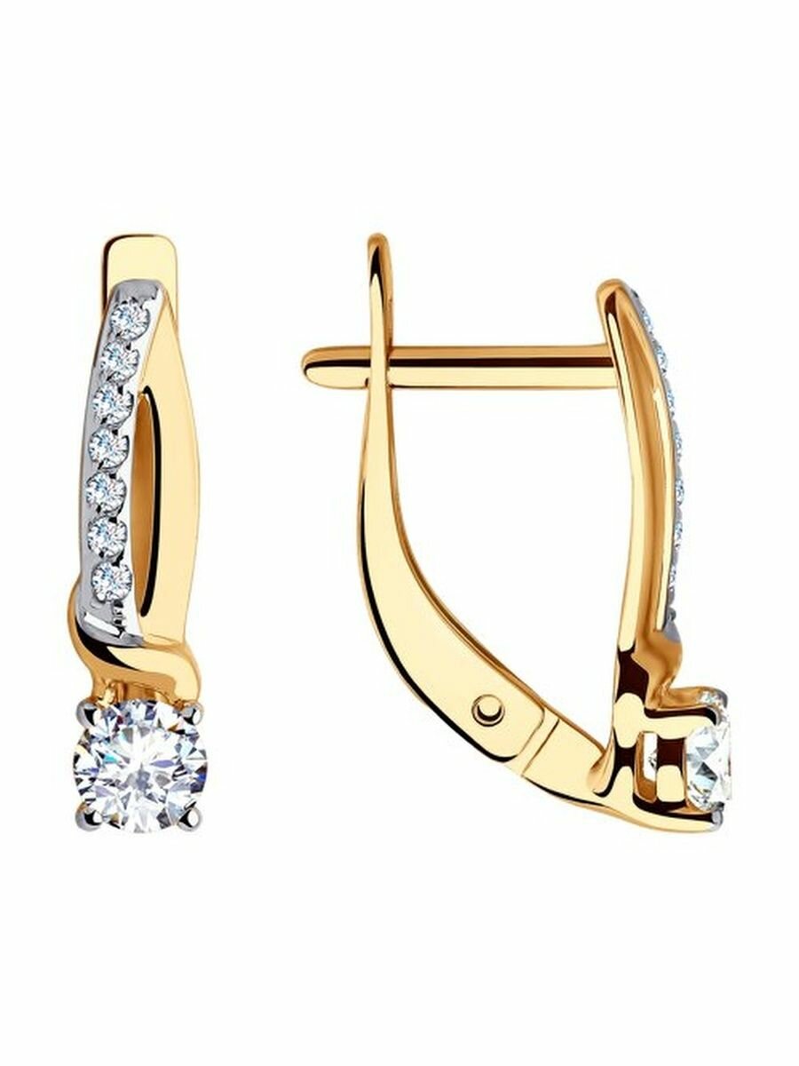 Серьги, красное золото, 585 проба, фианит