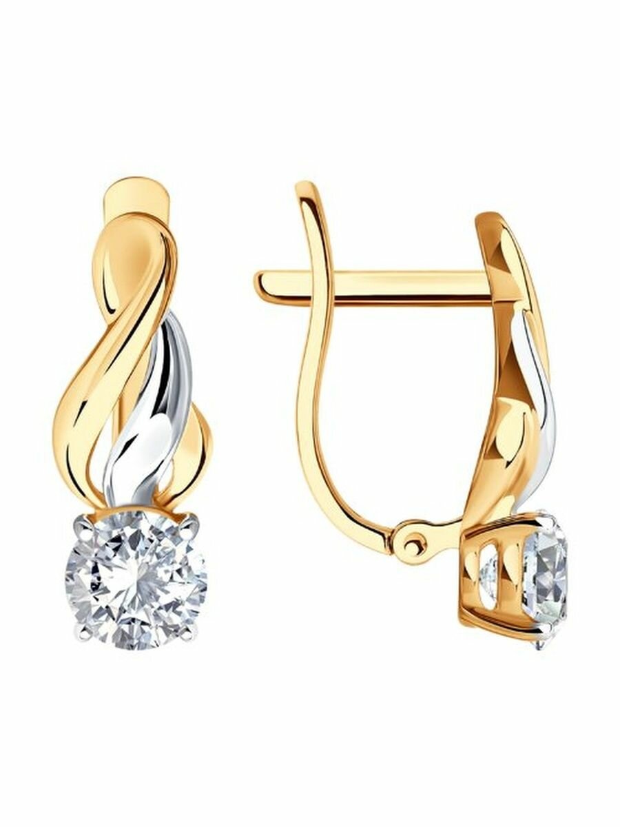 Серьги, красное золото, 375 проба, фианит