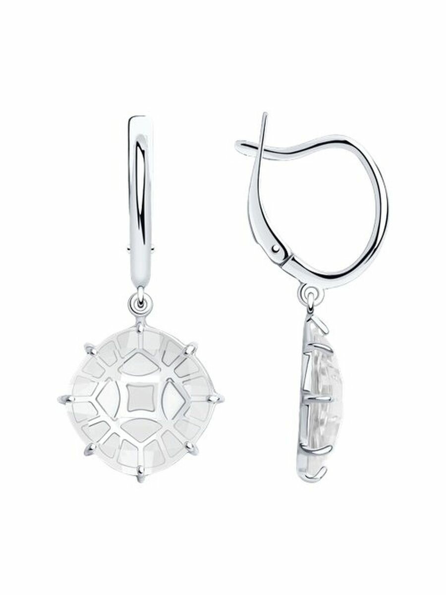 Серьги, серебро, 925 проба, родирование, горный хрусталь