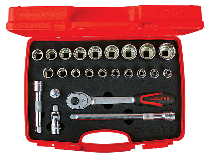 Набор торцевых головок 1/2" 12 гранных дюймовых 24 предмета IZELTAS