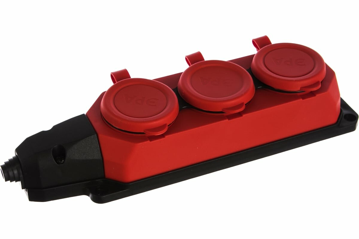 ЭРА K3eREDIP44 Колодка каучуковая с/з 3гн 16A IP44 красная Б0044552