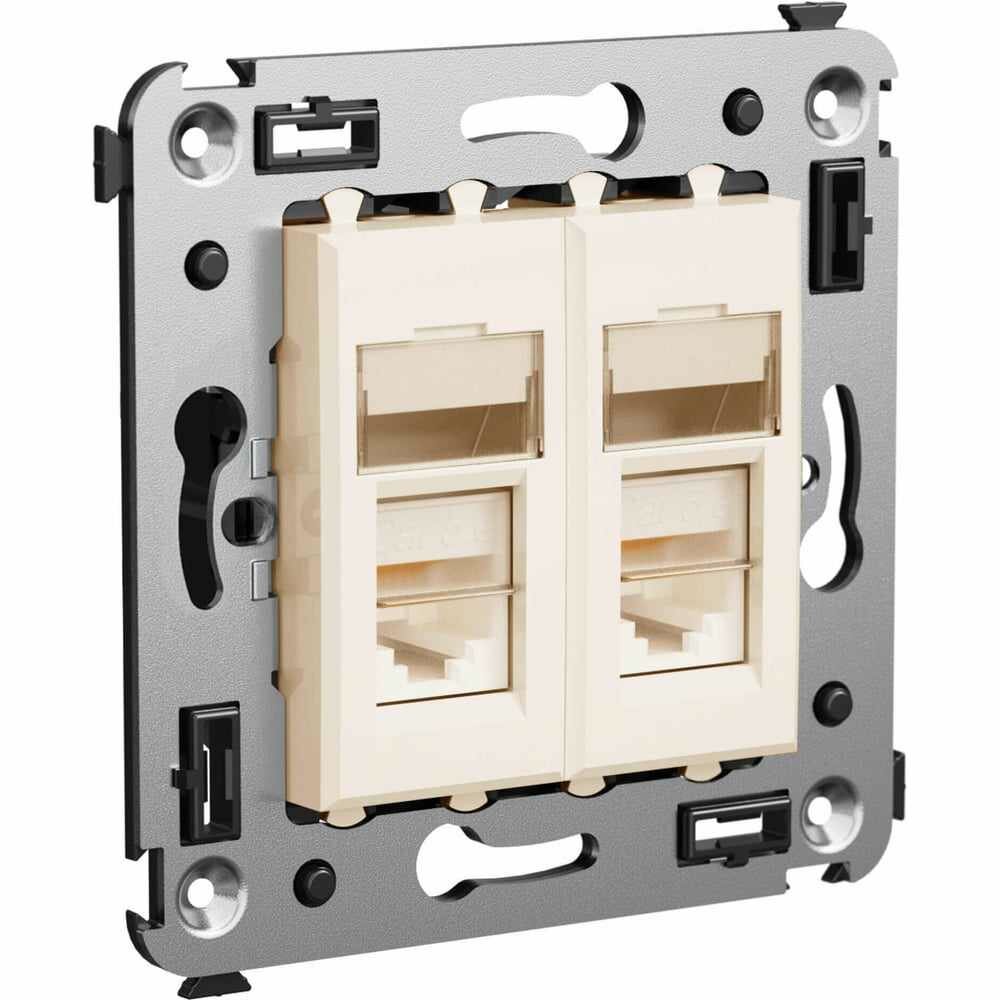 DKC РозеткаRJ45встену5eдвойнаяэкранированнаяAvantiВанильнаядымка 4405364