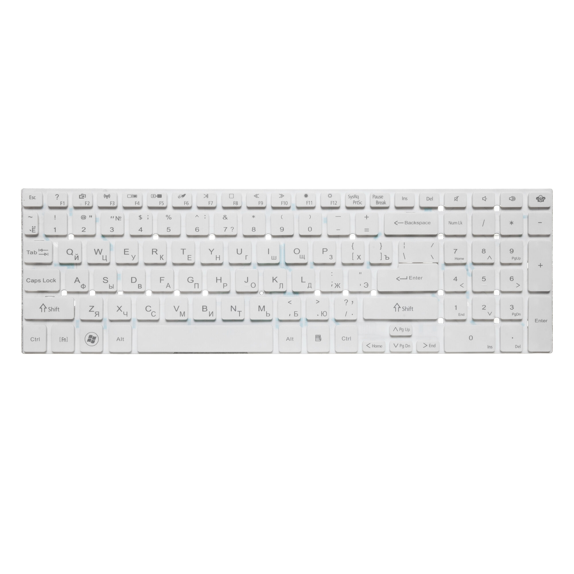 Клавиатура для ноутбука Packard Bell P5WS0 / Packard Bell TS11 / Packard Bell P7YS0 / Packard Bell TS11HR / Packard Bell LS11 / Packard Bell TS13 / Packard Bell TS44 / Packard Bell LS13 / Packard Bell TS45 / Packard Bell LS44 / Gateway NV55S - белая