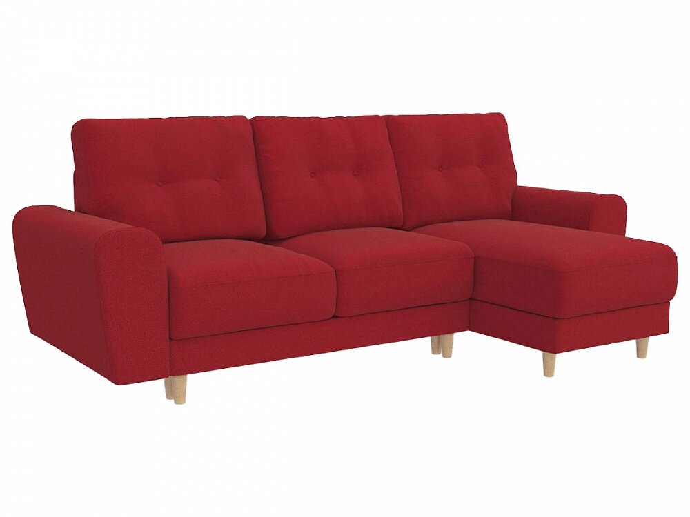 Угловой диван Дискавер Бордовый велюр, пантограф (тик-так), 246х148х96 см, с ящиком для белья