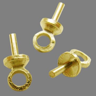 Штифт клеевой, 7х3мм, с петелькой, базовый материал - латунь, золотистого цвета, 2 грамма
