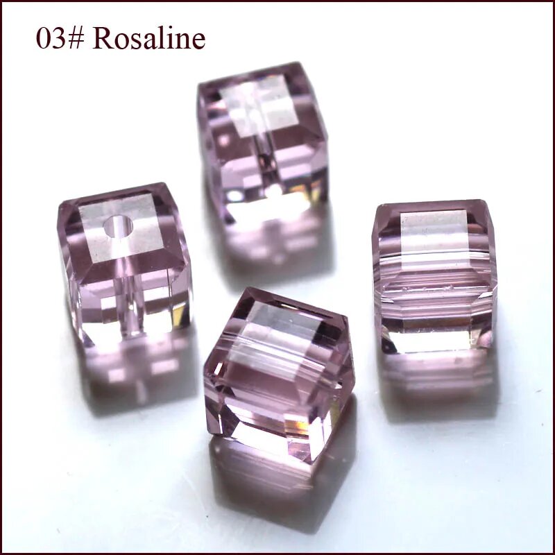 Бусины квадратные StreBelle, хрусталь, 6x6 мм, rosaline, 200 шт