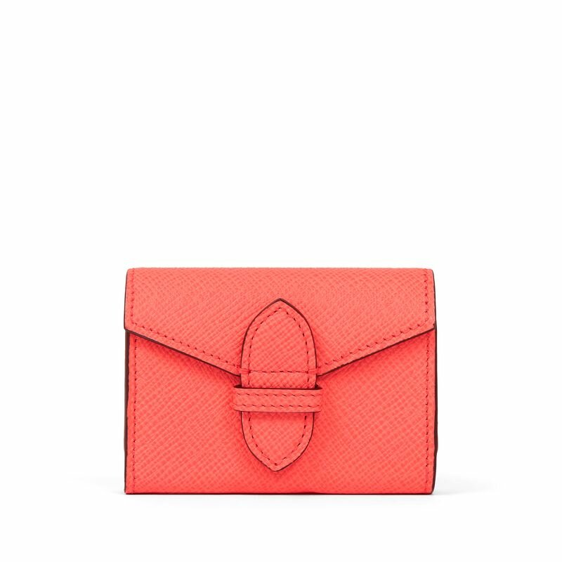 Smythson Чехол для игральных карт Single Playing Cards Case in Panama, Turquoise (коралловый / Bright Coral)