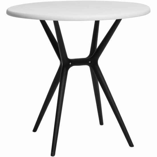 Стол пластиковый Garden Story теори арт. PP9901WRбч круглый (белый с черными ножками)