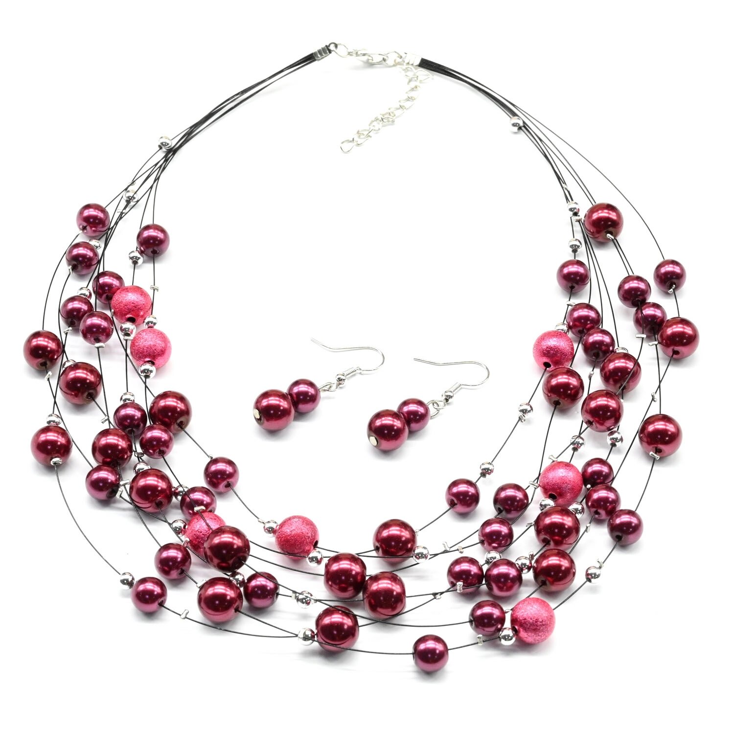 Комплект бижутерии: серьги, колье, жемчуг имитация