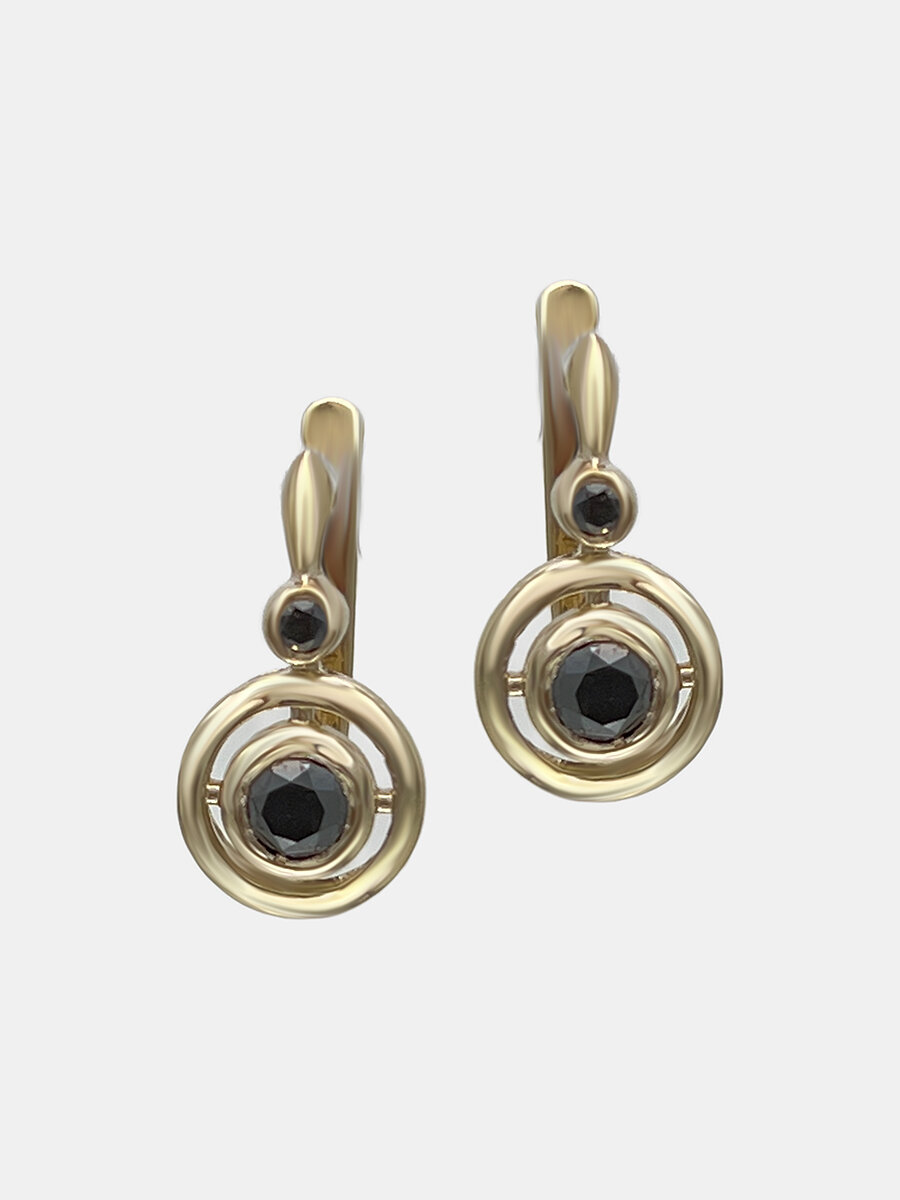 Серьги, желтое золото, 585 проба, бриллиант