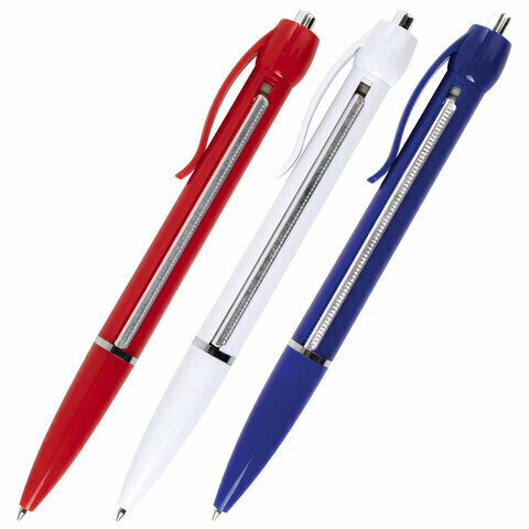 24 шт. Ручка шариковая автоматическая пифагор "Шпаргалка", синяя, узел 0,7 мм, линия письма 0,35 мм, 143285