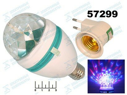 Лампа светодиодная 220V 3W E27 RGB вращающаяся TIG-5