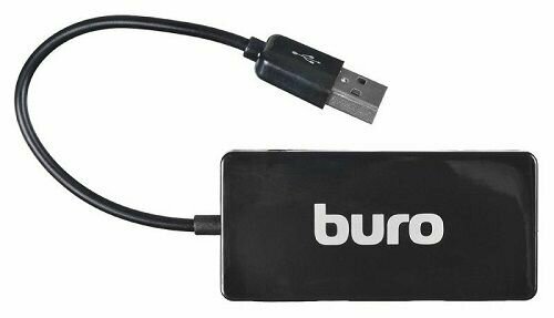 Разветвитель USB 2.0 Buro BU-HUB4-U2.0-SLIM 4порт. черный