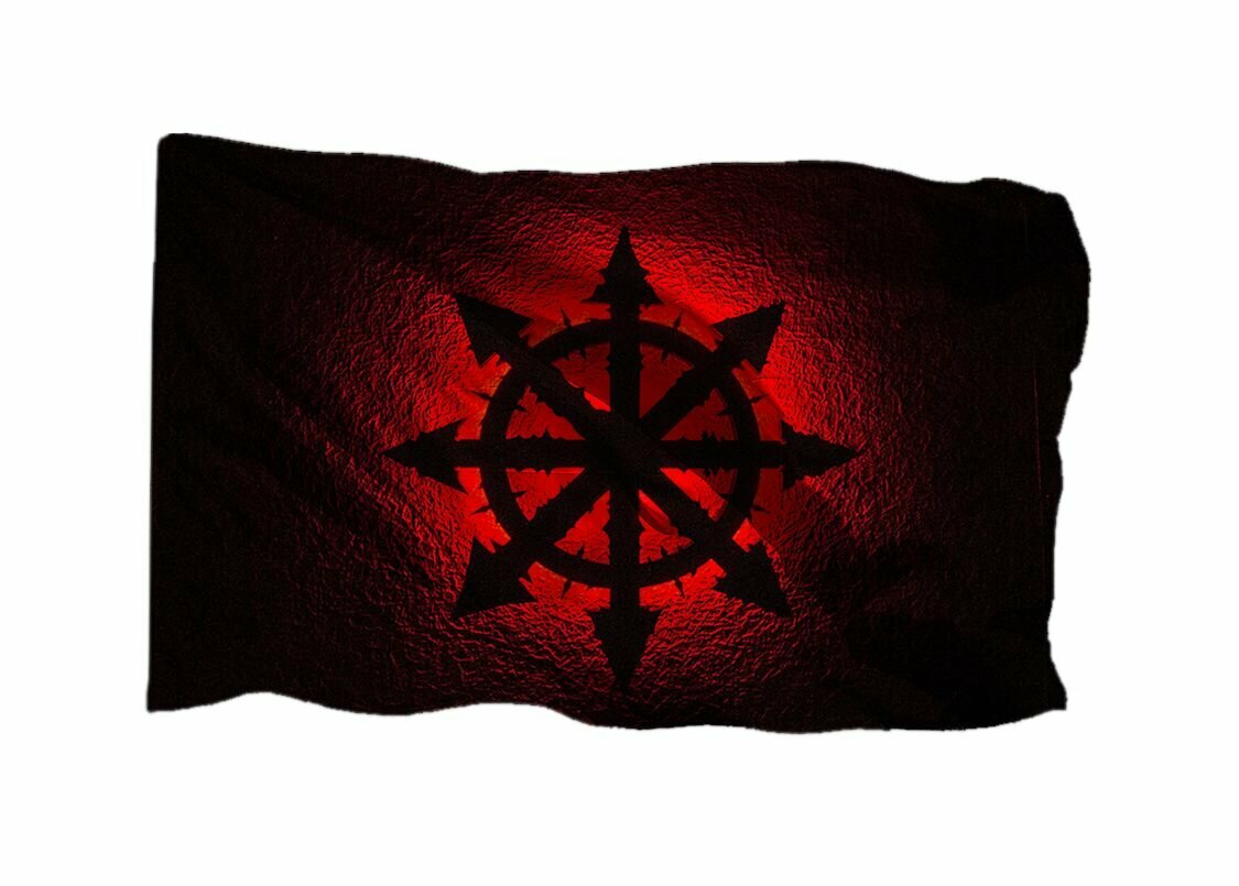 Флаг Звезда Хаоса Вархаммер Warhammer 40000 70х105 см на шёлке для ручного древка