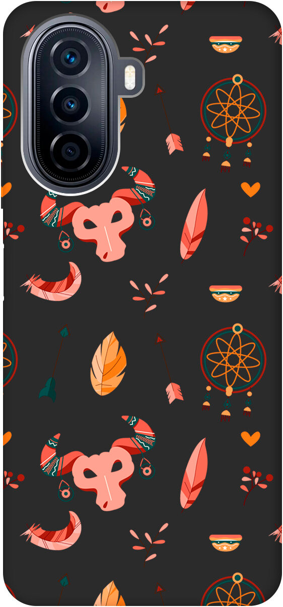 Матовый чехол Boho для Huawei nova Y70 / Хуавей Нова У70 с 3D эффектом черный