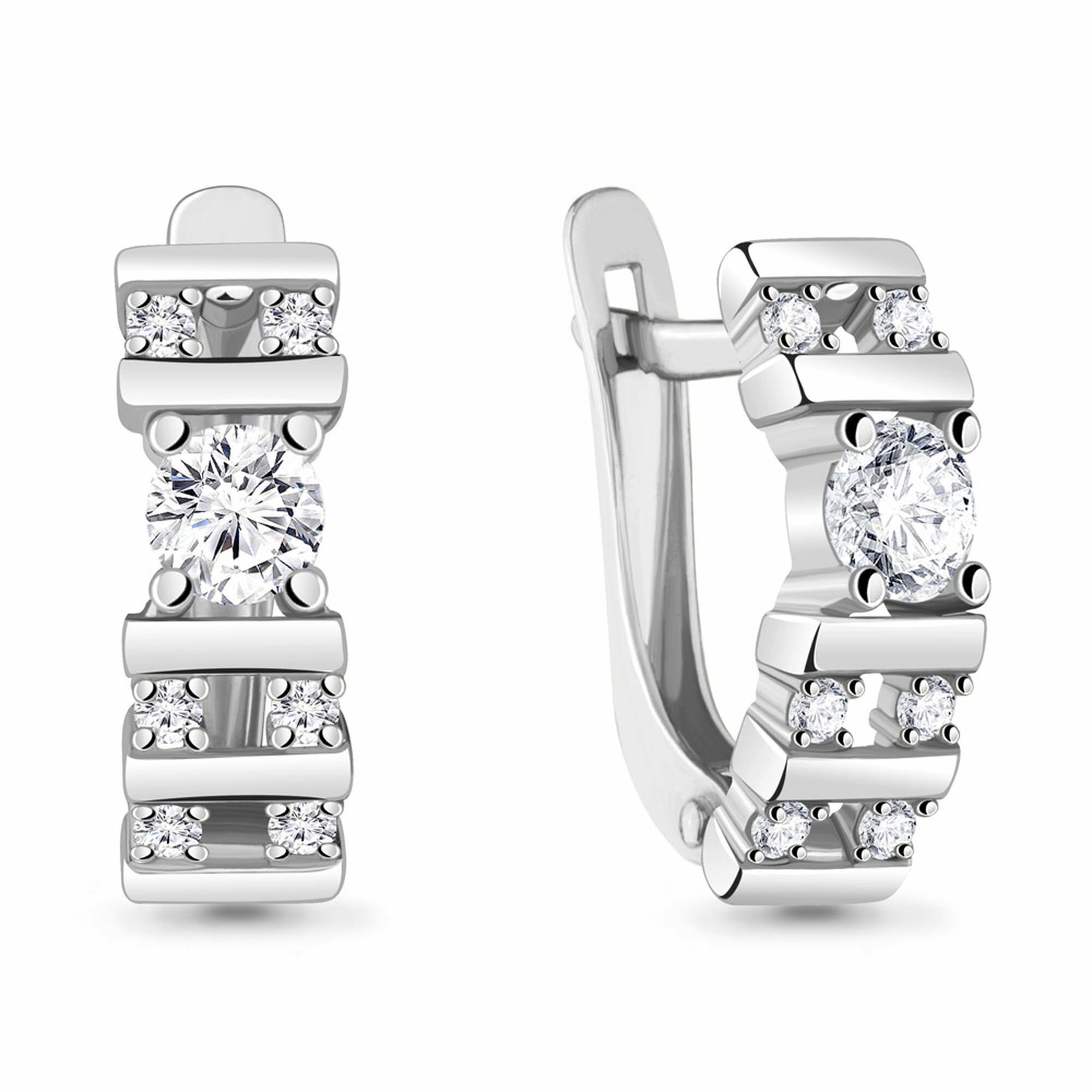 Серьги, серебро, 925 проба, родирование, фианит