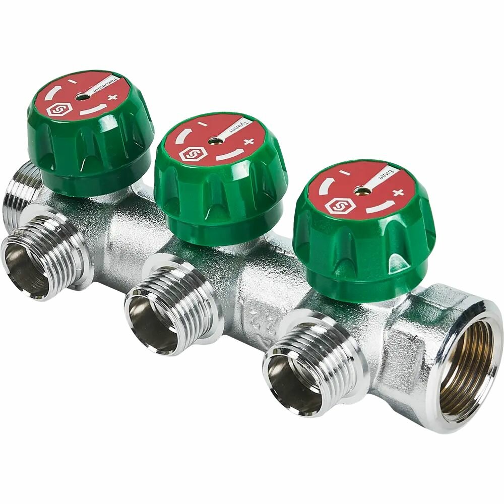 Коллектор регулирующий на 3 отвода 3/4"x1/2" латунь