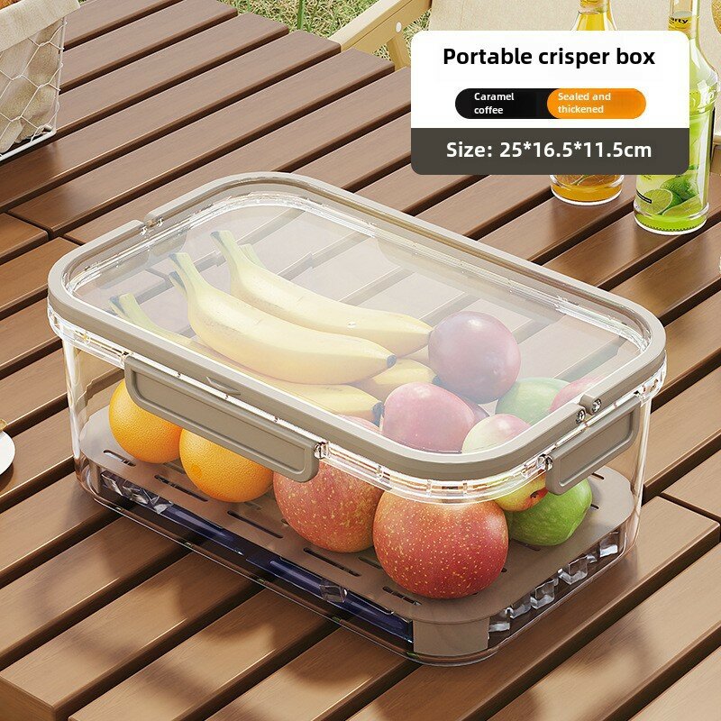 Factory in stock portable fresh-keeping box refrigerator fresh-keeping box lunch box outdoor picnic basket snack fruit storage box (25*16.5*11.5cm caramel coffee)