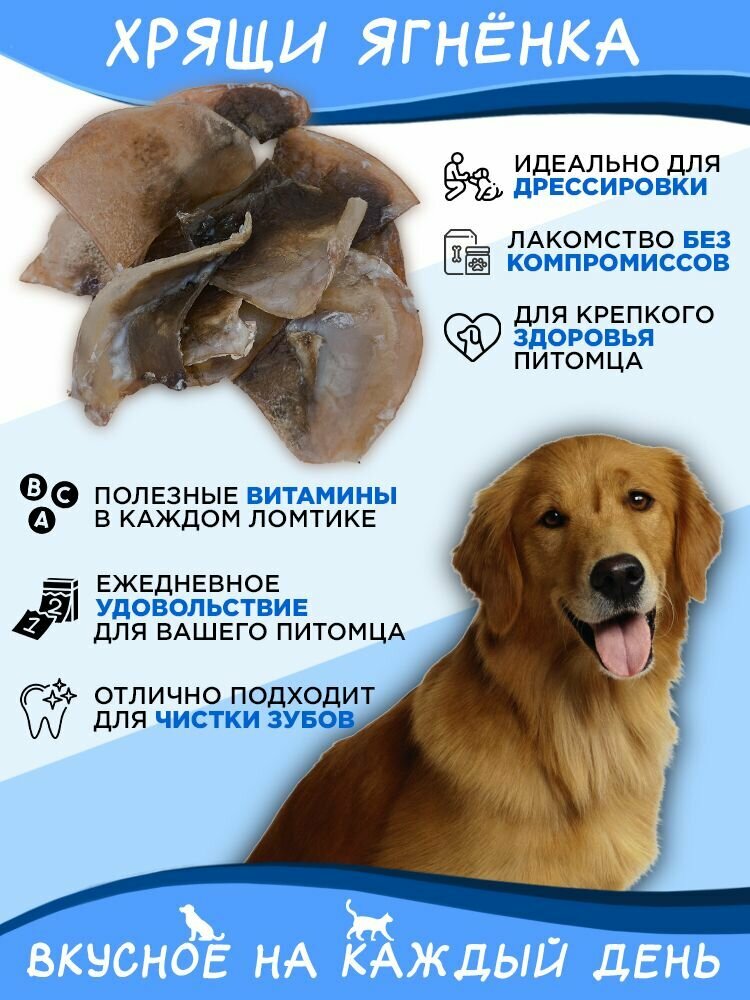 Хрящи сушеные ягненка. Натуральное лакомства для собак и кошек. 200 грамм. 35-40 шт.