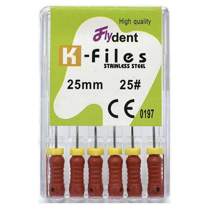 K-файлы Flydent 25#, нержавеющая сталь, 25 мм