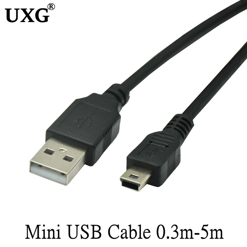 Мини USB-кабель для зарядки и передачи данных, 5 м, 3 м, 1,5 м, 0,3 м 0,3 м