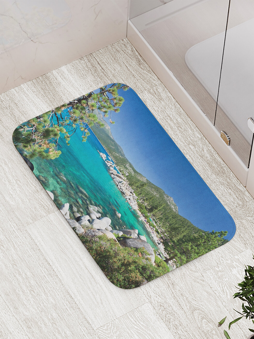 Коврик для ванной комнаты, туалета "Каменные берега" противоскользящий, 52х77 см, JoyArty