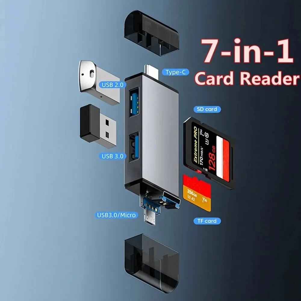 7-в-1 кардридер USB Type-C, Цвет: 7 IN 1 card reader