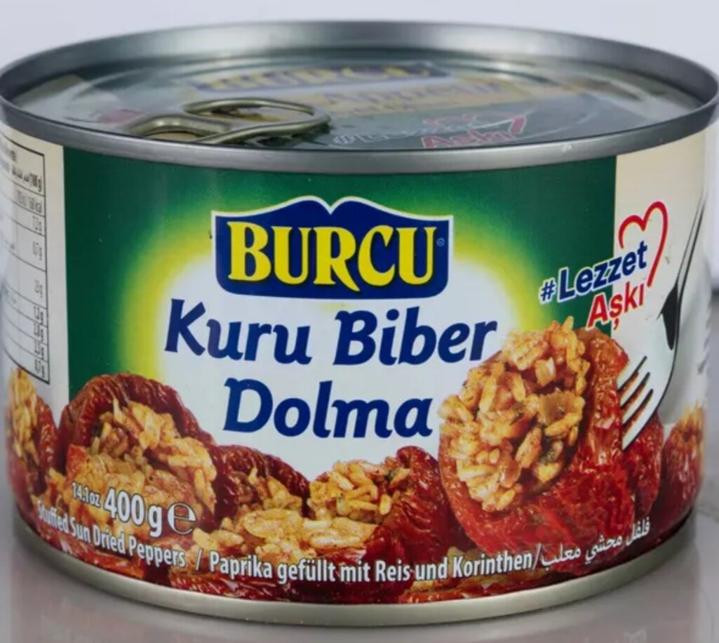 BURCU Долма из перцев сушенных на солнце "Бибер долма" Kuru Biber Dolma, 400 г, готовое блюдо, Турция