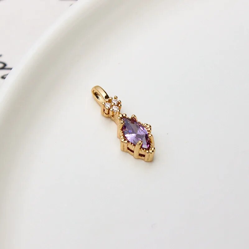 Медные подвески с цирконами Фиолетовый, 6