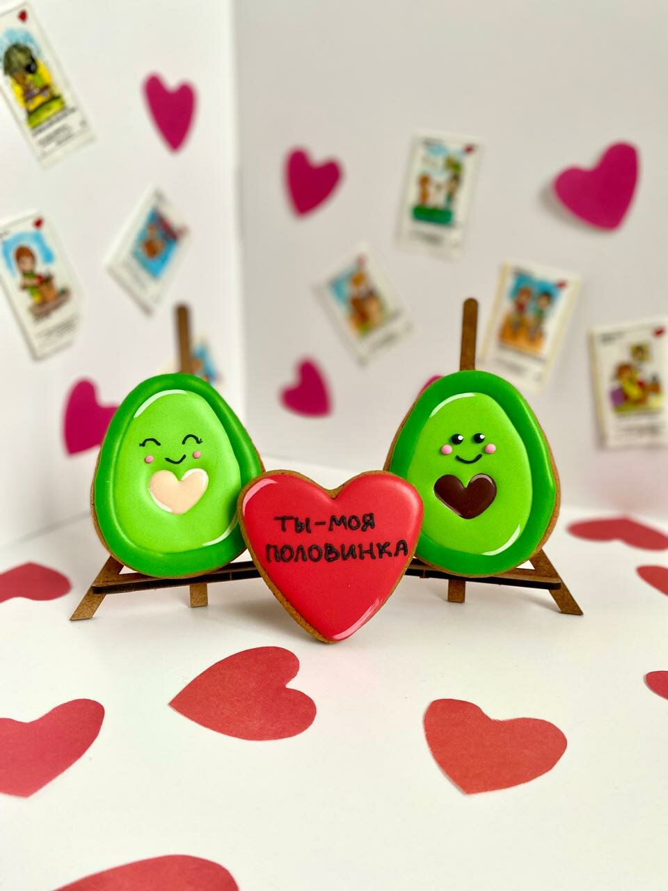 Набор пряников "Две половинки", имбирные, медовые, без начинки, с глазурью, 180 г