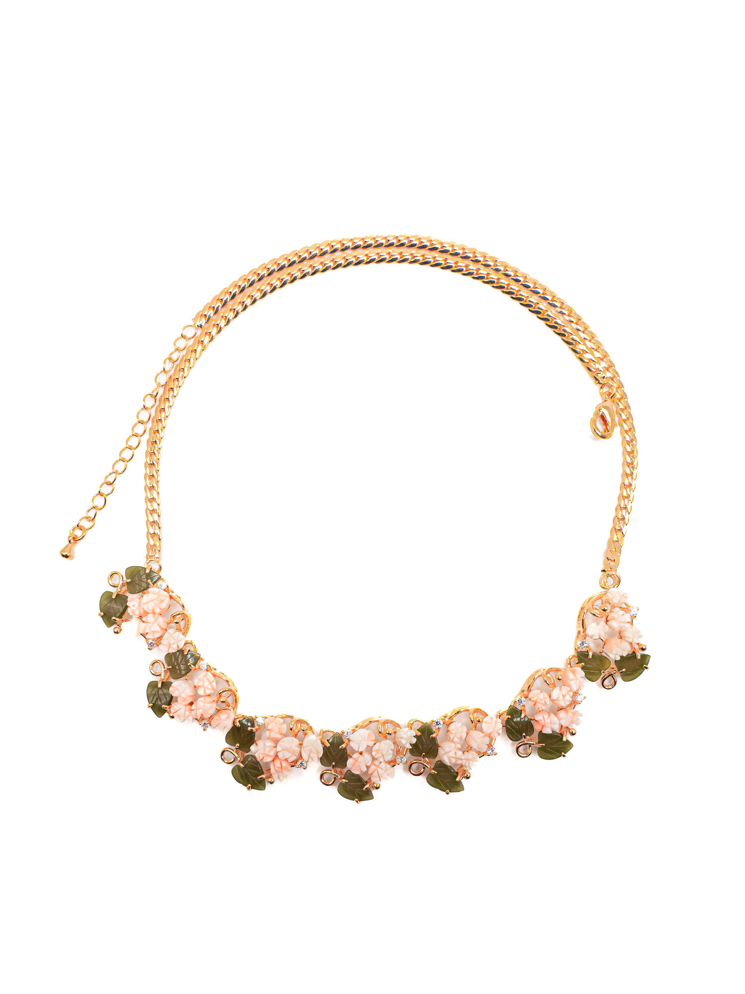 Колье, коралл, нефрит