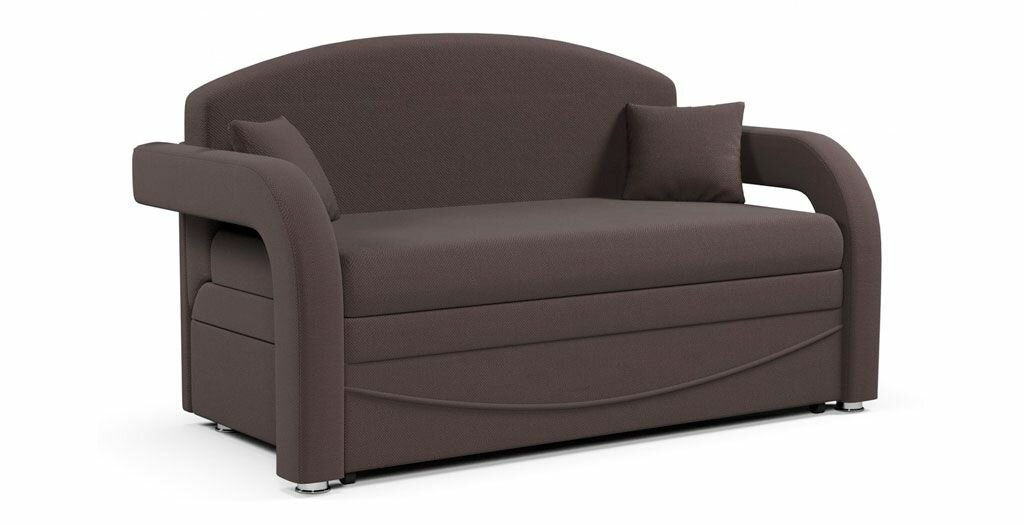 Диван-кровать Алекс 140, 165х80х87 см, велюр Brown, Выкатной, диван раскладной, с ящиком для белья, декоративные подушки