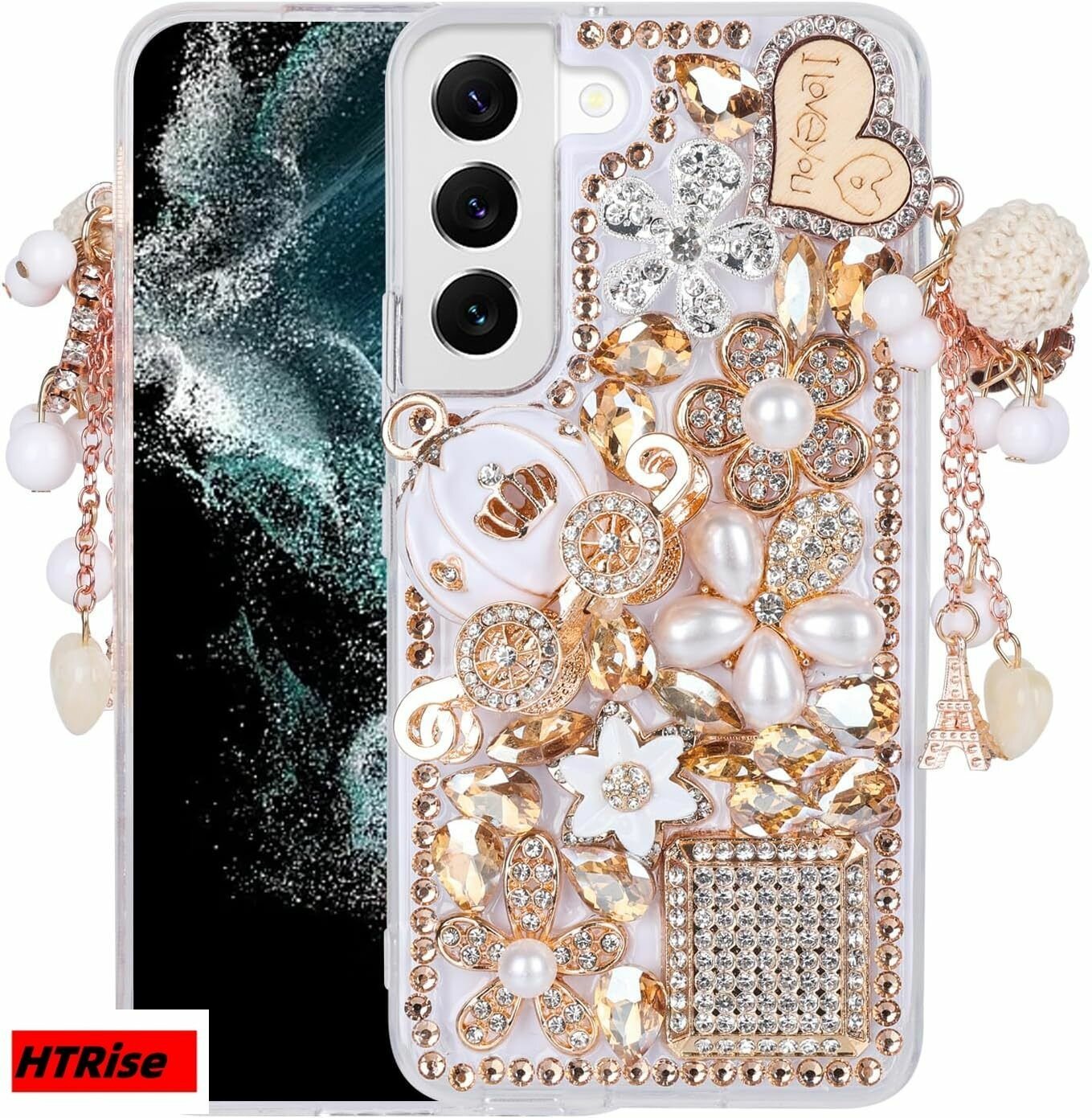 Чехол для Samsung Galaxy S23+, S23 Plus (Самсунг Галакси С23 Плюс), Luxury 3D с бриллиантовым кристаллом/Сверкающий стразами/Просто и стильно(золотой)