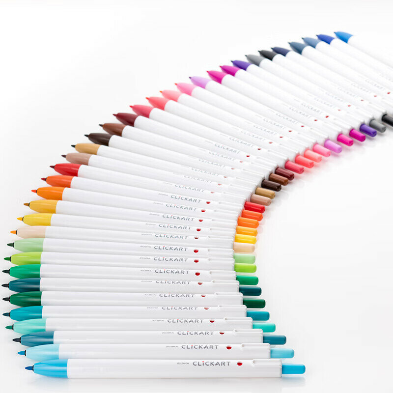 ZEBRA Art Point Push Watercolor Pen for Students and Children, Doodling, Painting, Coloring, Fine Tip Color Pen, Journal Pen, Birthday Gift, WYSS22 Basic Color Set of 12 Colors