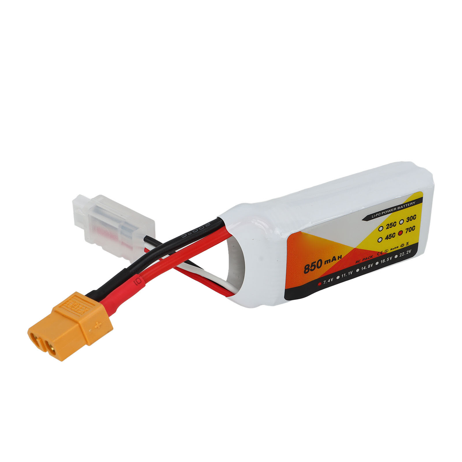 Аккумулятор lipo 7 . 4v 850mah 70c 2s с разъемом xt60 для квадрокоптера qav250 и rc гоночного автомобиля