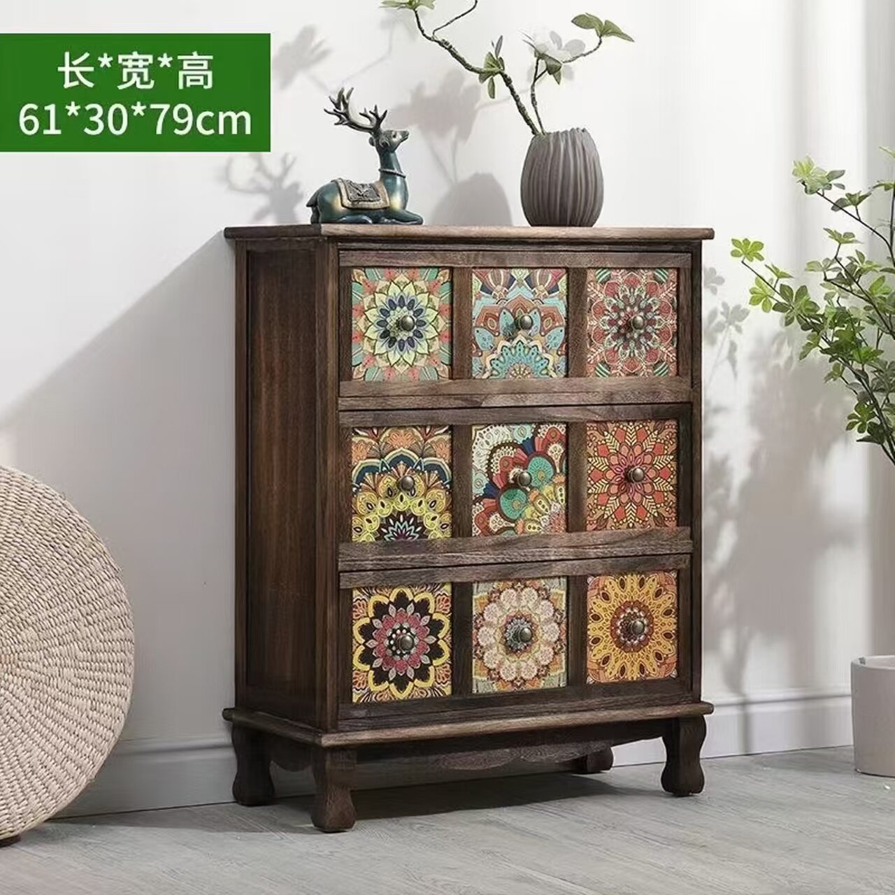 Запирающиеся шкафчики из массива дерева в европейском стиле в стиле ретро, окрашенные балконные запирающиеся шкафчики