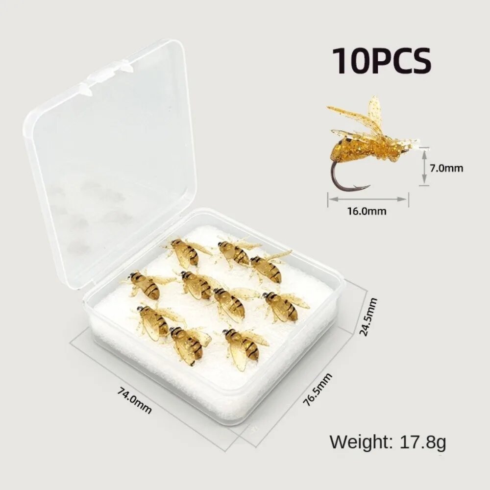 10 шт, бионическая приманка для рыбалки в виде пчелы, имитация ПВХ, приманки для форели, спиннеры, приманки для плавания, крючок для рыбалки нахлыстом, приманки для пчелиных насекомых, новые нарисованные вручную