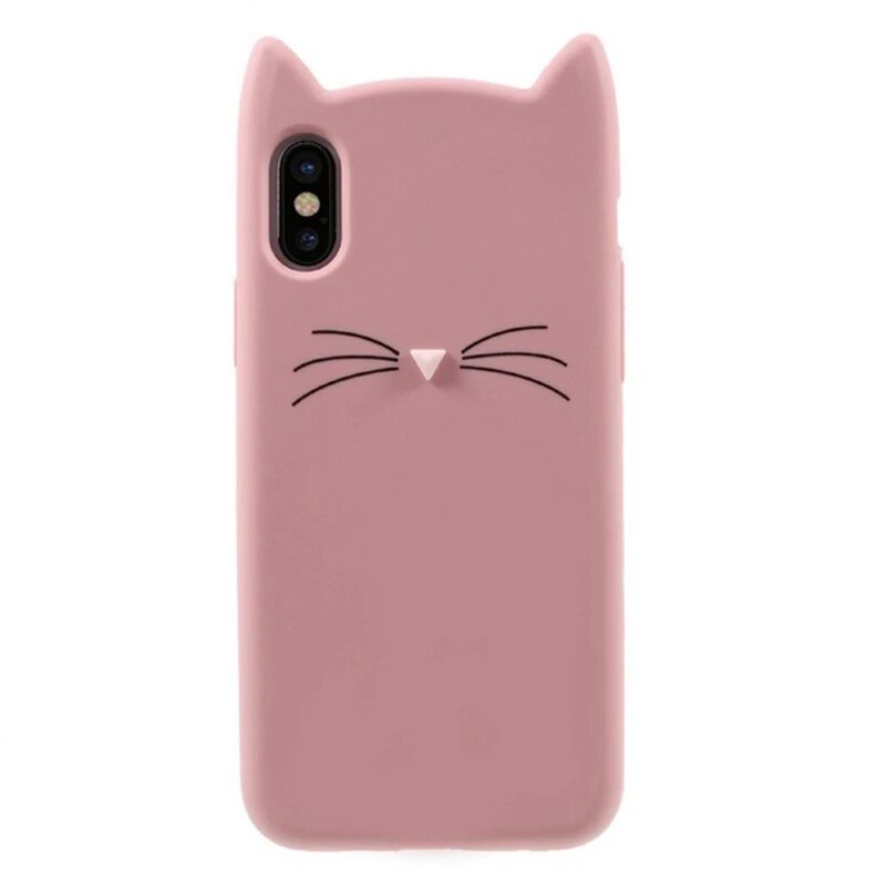 Розовый чехол для iPhone 8 Plus с кошачьими ушками
